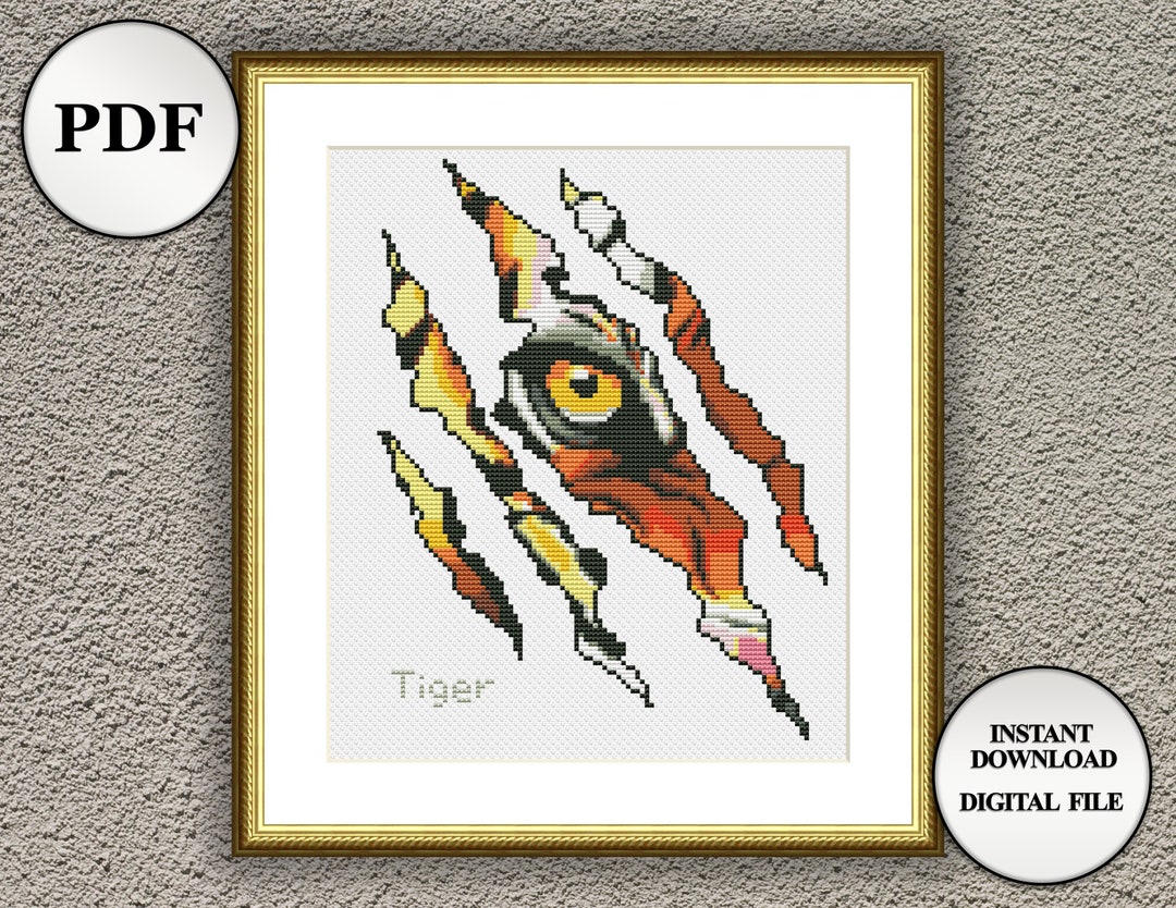 Wild Patterns TIGER Cross Stitch Pattern Animals Cat Nature Embroidery ...