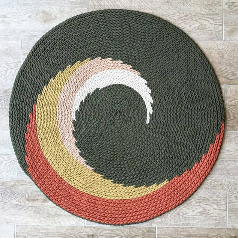 The Wave Crochet Rug. Round Crochet Rug Pattern. Crochet - Etsy