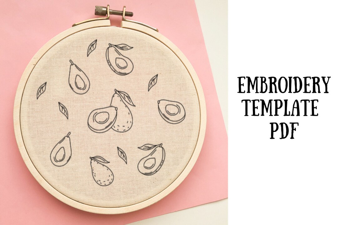 Avocado Embroidery Pattern PDF, Printable Embroidery Template, Diy ...