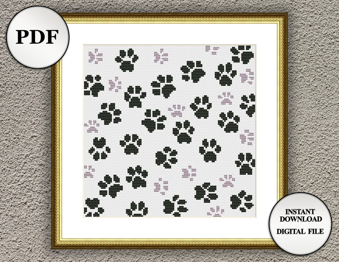 Paw Prints Cross Stitch Pattern Animals Simple Easy Nice Patterns ...