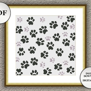 Paw Prints Cross Stitch Pattern Animals Simple Easy Nice Patterns ...
