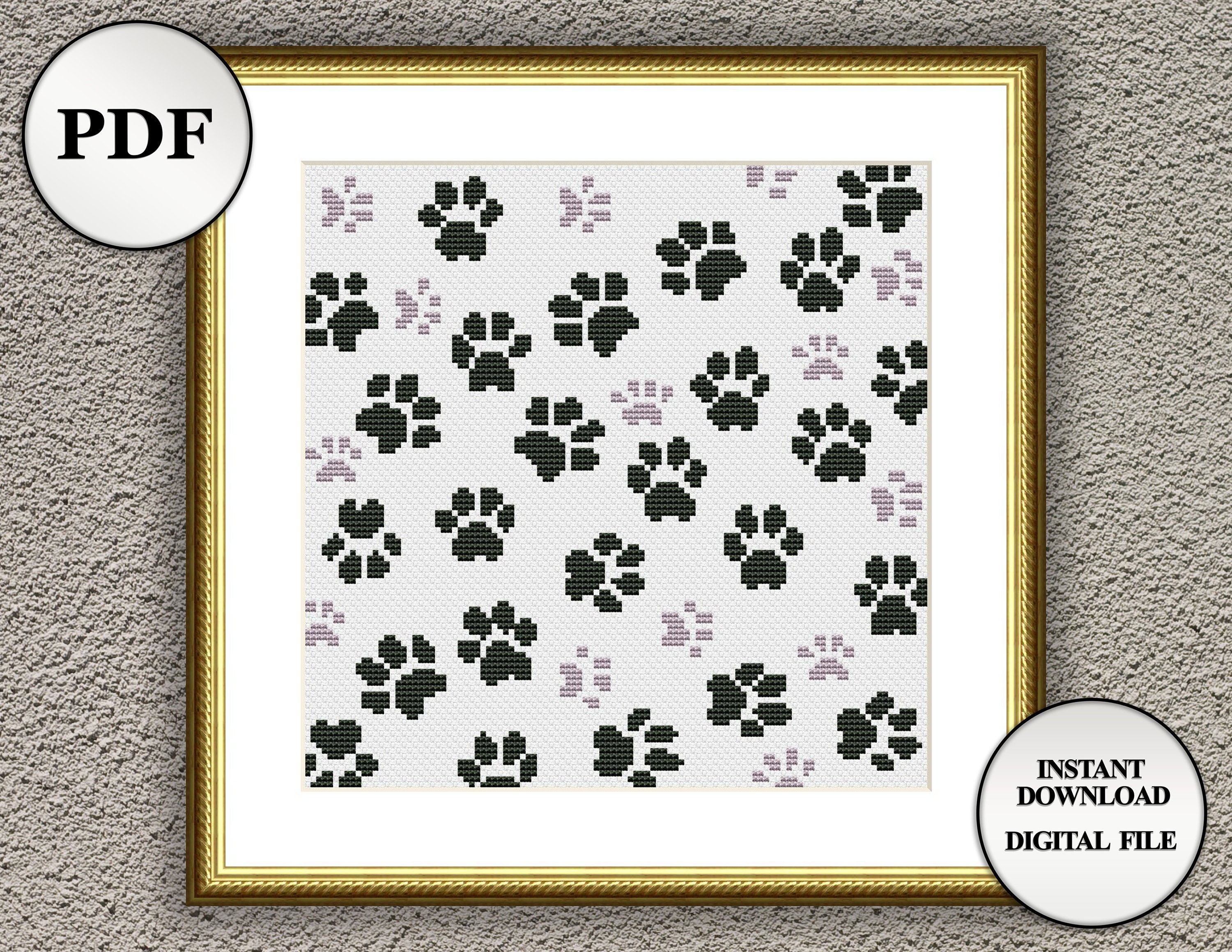 Paw Prints Cross Stitch Pattern Animals Simple Easy Nice - Etsy