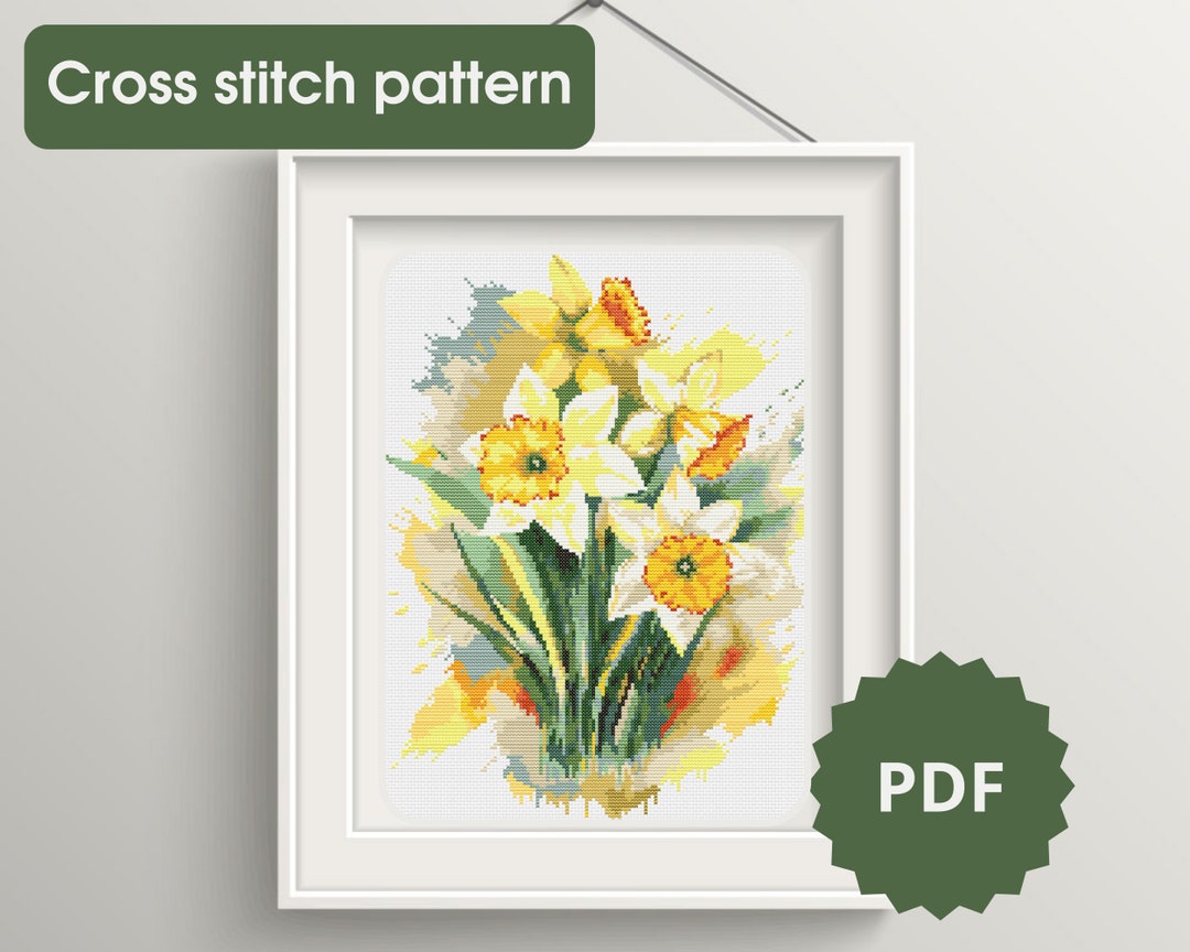 Cross Stitch Pattern / Daffodils Cross Stitch Chart / Cross Stitch ...