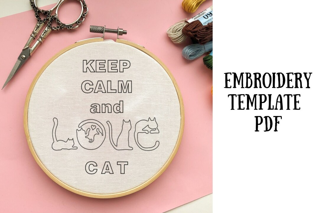 Cat Embroidery Pattern PDF Cat Embroidery Design Diy Gift - Etsy