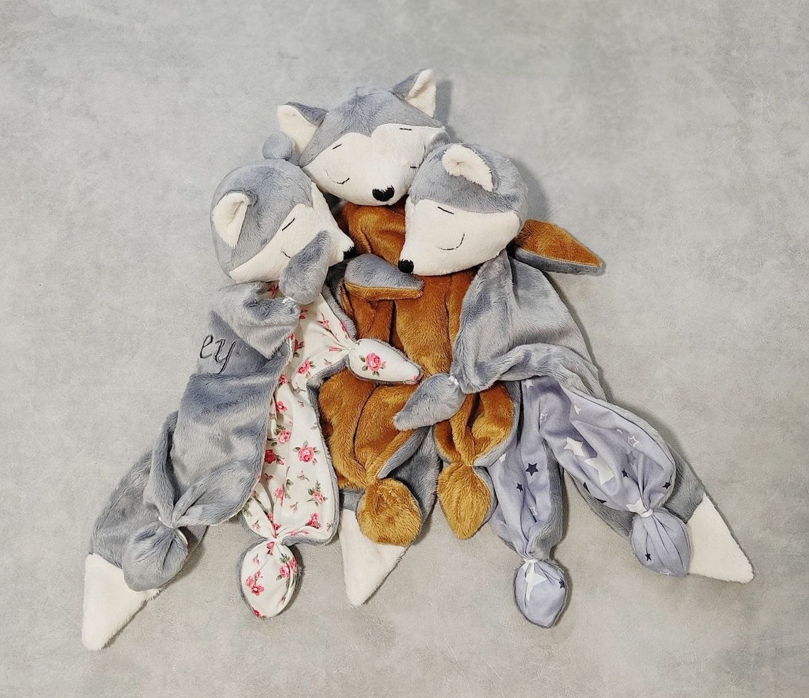 Wolf Baby Lovey Animal Lovey Wolf Lovey Blanket Fox Doudou - Etsy
