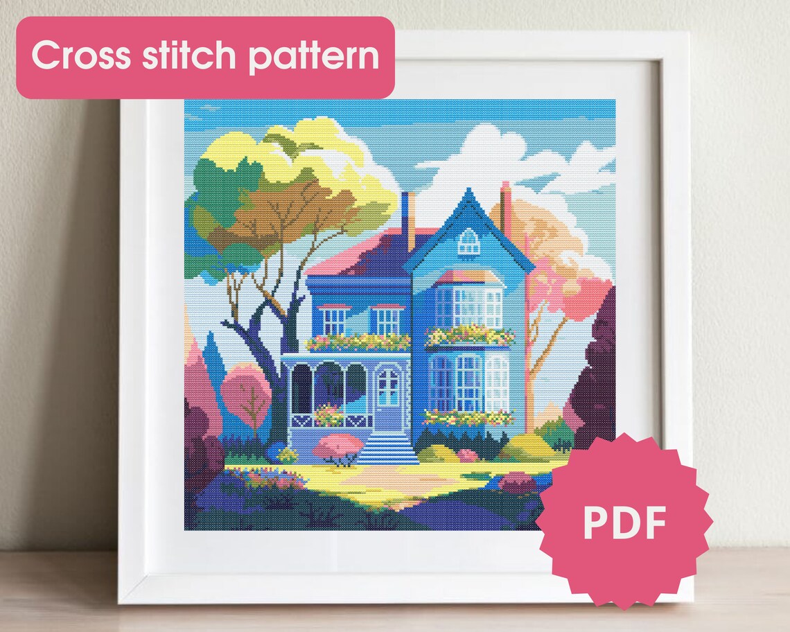 Cross Stitch Pattern House Cross Stitch Chart PDF Cross - Etsy