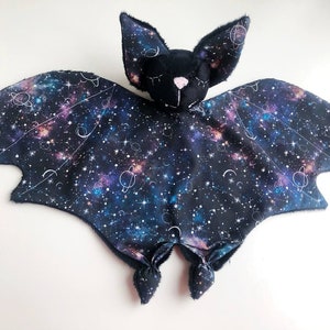 Personalised Bat Lovey, Cuddle Security Blanket, Galaxy Bat Plush ...