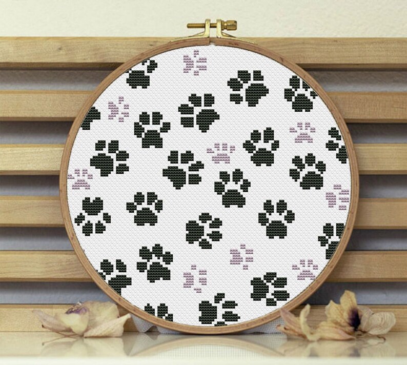 Paw Prints Cross Stitch Pattern Animals Simple Easy Nice - Etsy