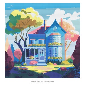 Cross Stitch Pattern House Cross Stitch Chart PDF Cross - Etsy