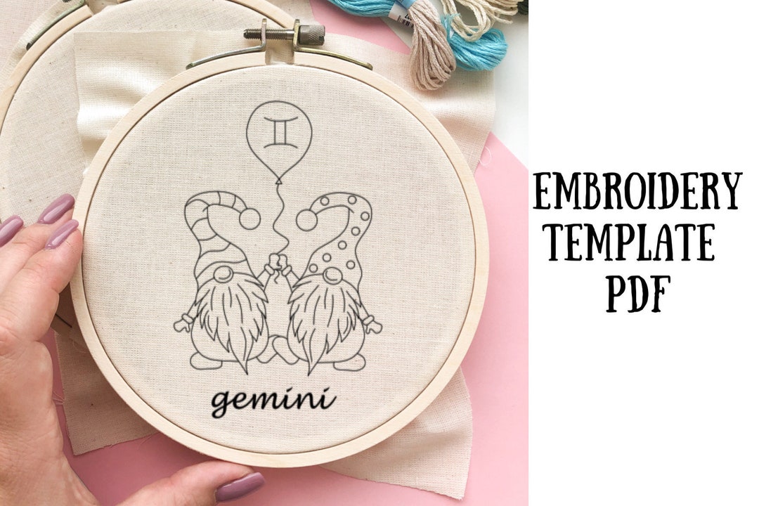Gnome Embroidery Pattern PDF Printable Template for Hand - Etsy