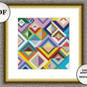 Geometric Cross Stitch Pattern Modern Polygonal Abstract - Etsy