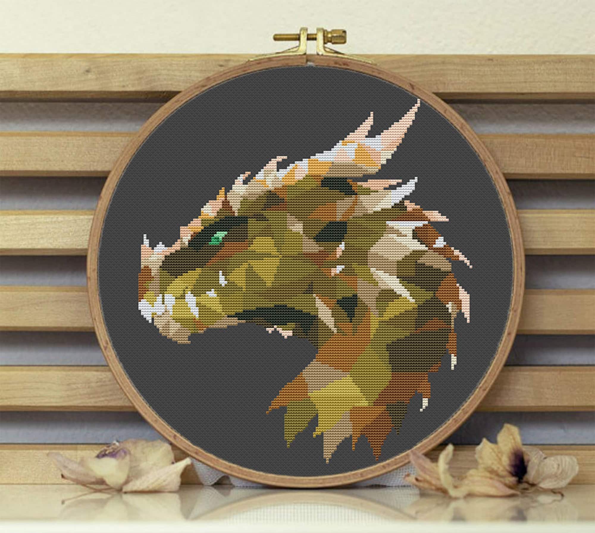 Geometric DRAGON Cross Stitch Pattern Modern Polygonal - Etsy