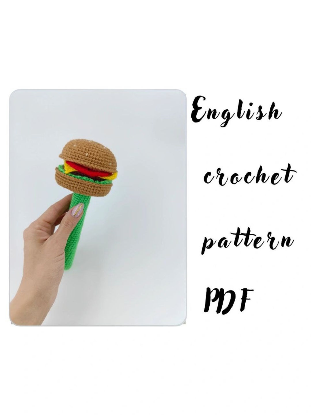 Burger Rattle Amigurumi PDF Pattern Baby Rattle Animal Plush Toy ...