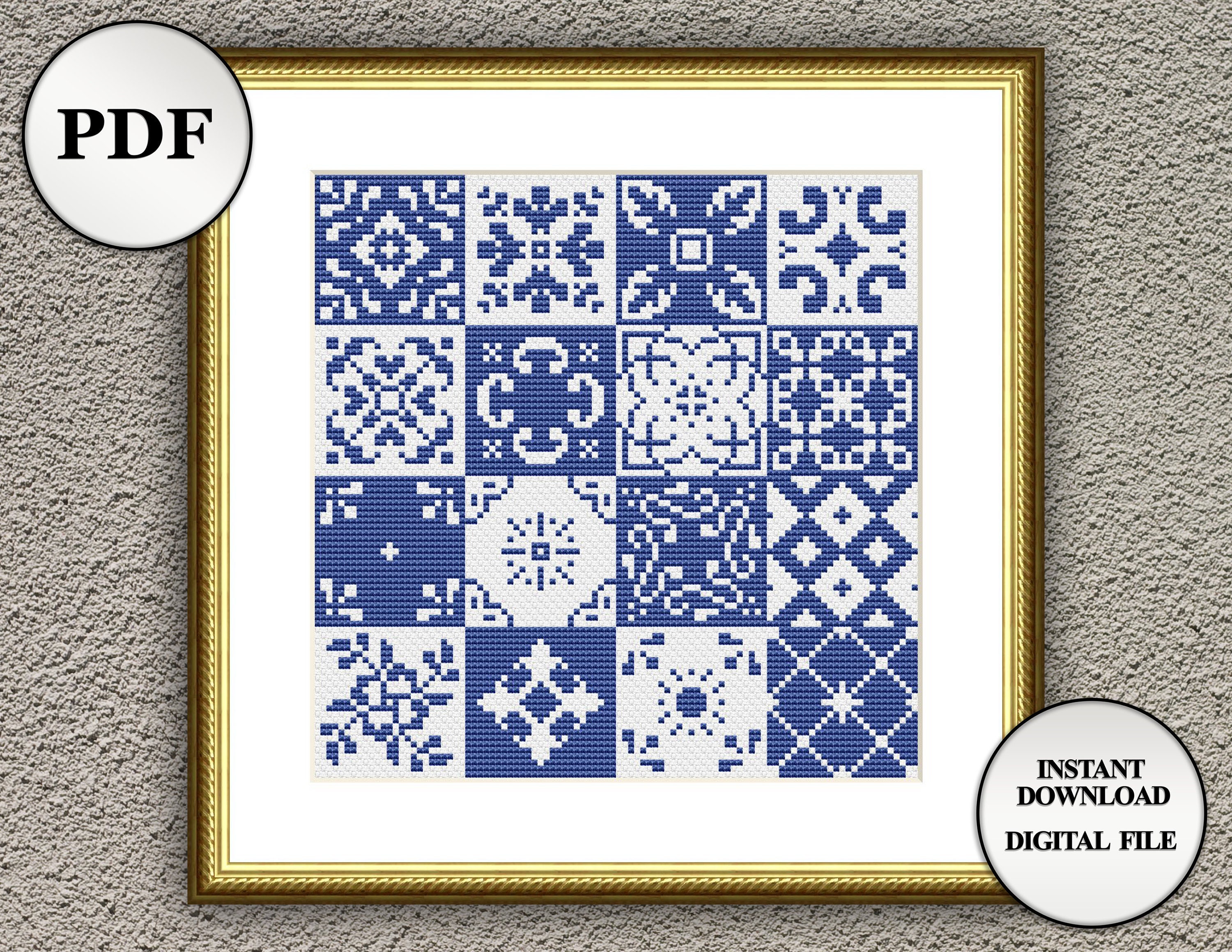 Geometric Cross Stitch Pattern Monochrome Modern Patchwork - Etsy
