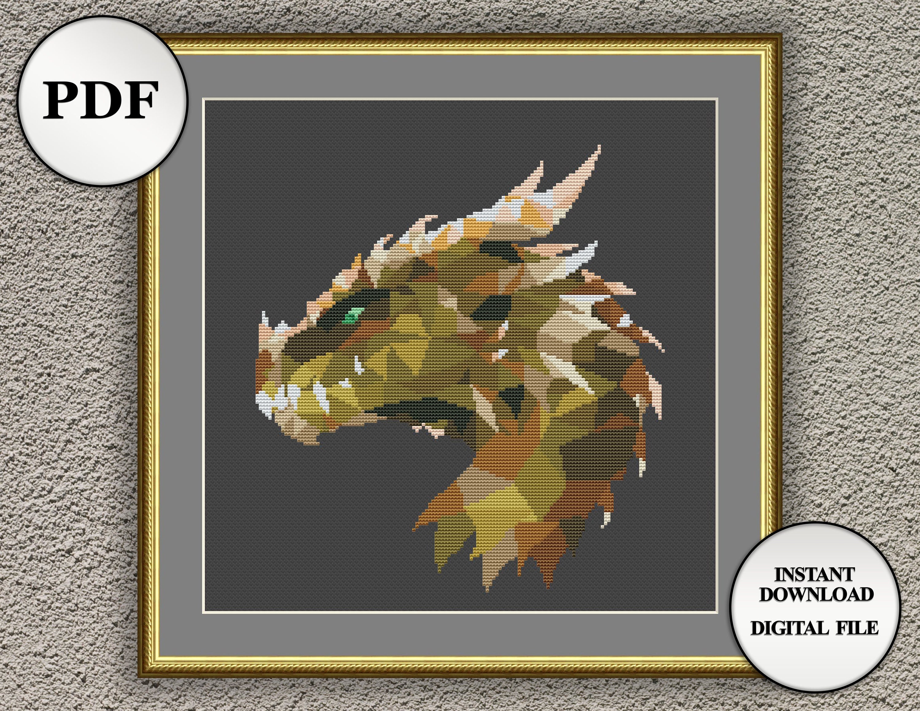 Geometric DRAGON Cross Stitch Pattern Modern Polygonal - Etsy