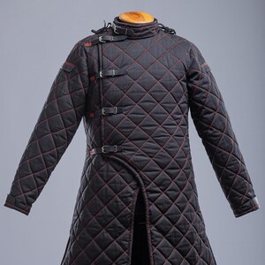 Black HEMA Fencing Jacket, Medieval Gambeson Armor, Long Padded Jacket ...