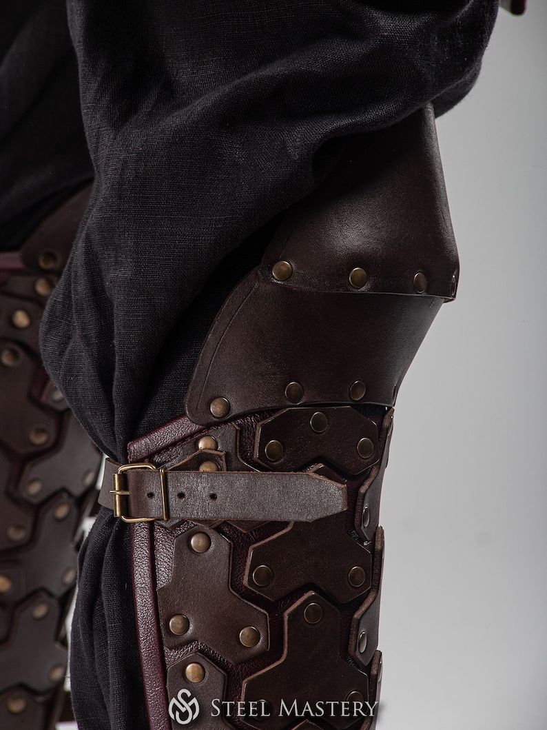 LARP Greaves Armor, Leather Leg Armor, Fantasy Greaves, Leather Knee ...