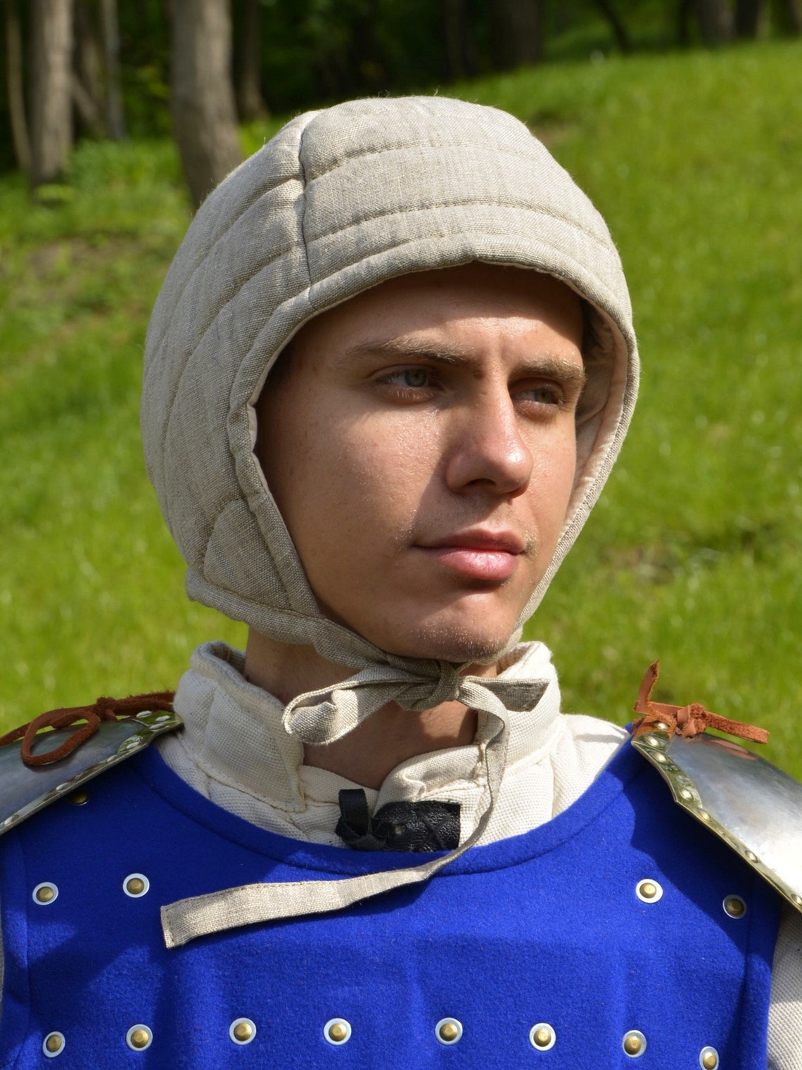 Padded medieval cap Padded cap for Head protection natural | Etsy