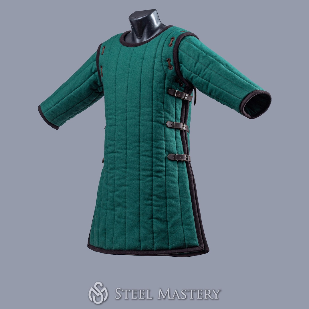 Long Green Gambeson, Padded HEMA Fencing Vest, Combat-ready LARP Armor ...