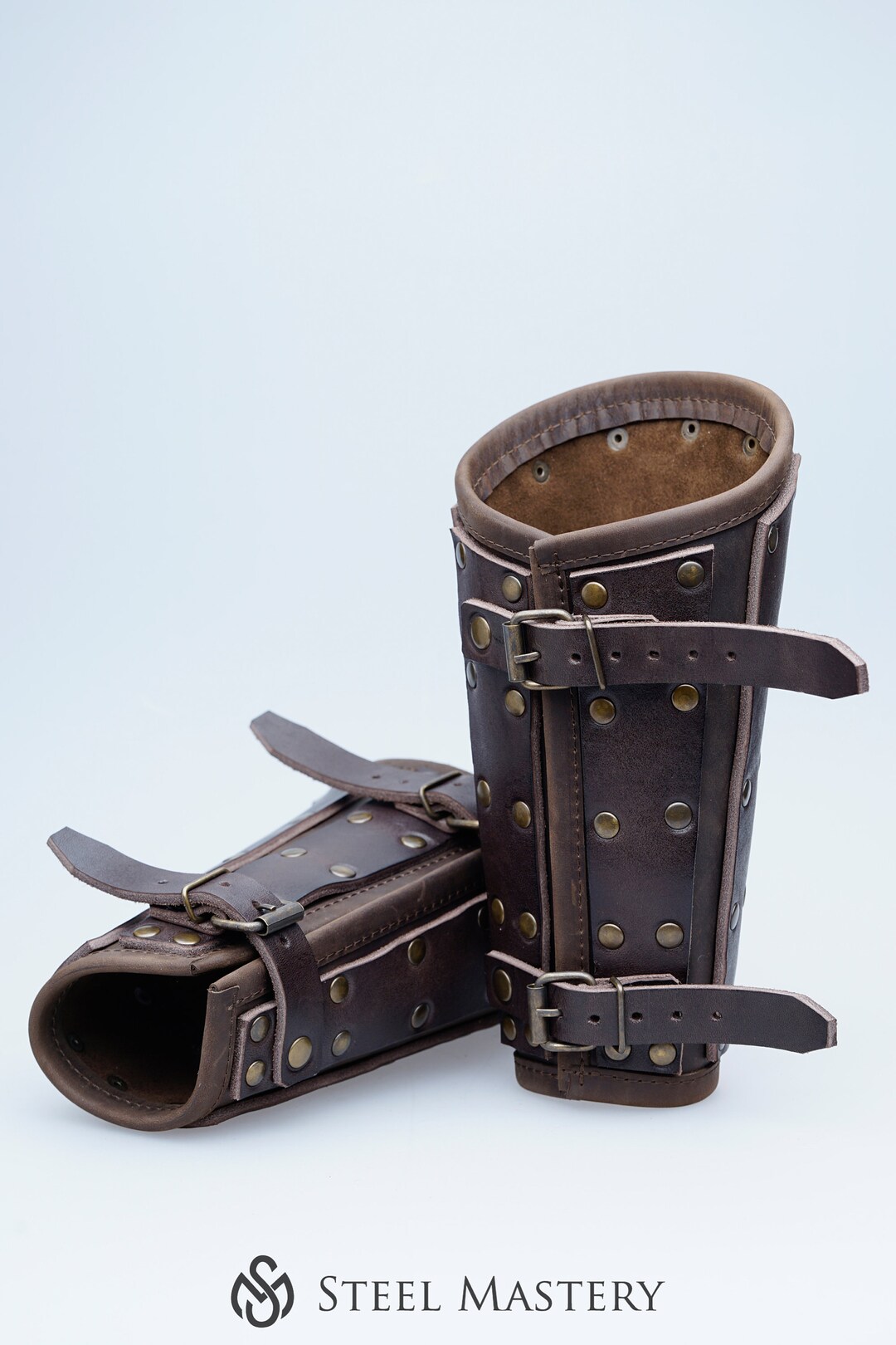 Handmade Leather Brigandine Bracers, Medieval Armor Cuffs - Etsy