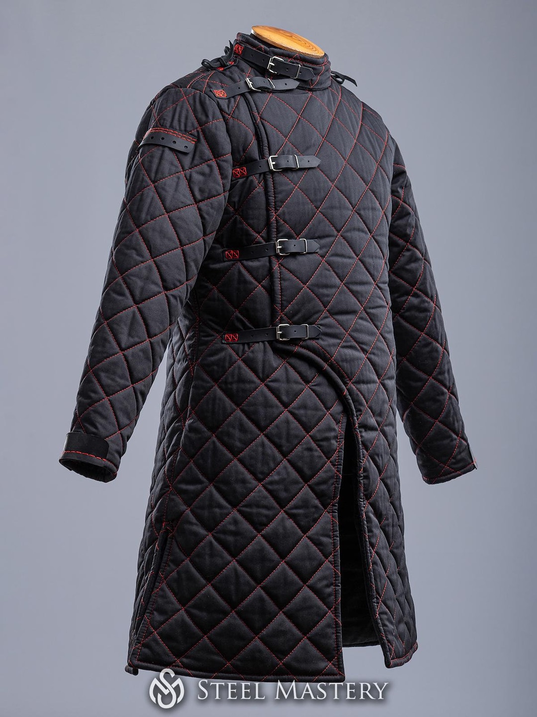 Black HEMA Fencing Jacket, Medieval Gambeson Armor, Long Padded Jacket, HEMA Armor, Fencing Gear ...