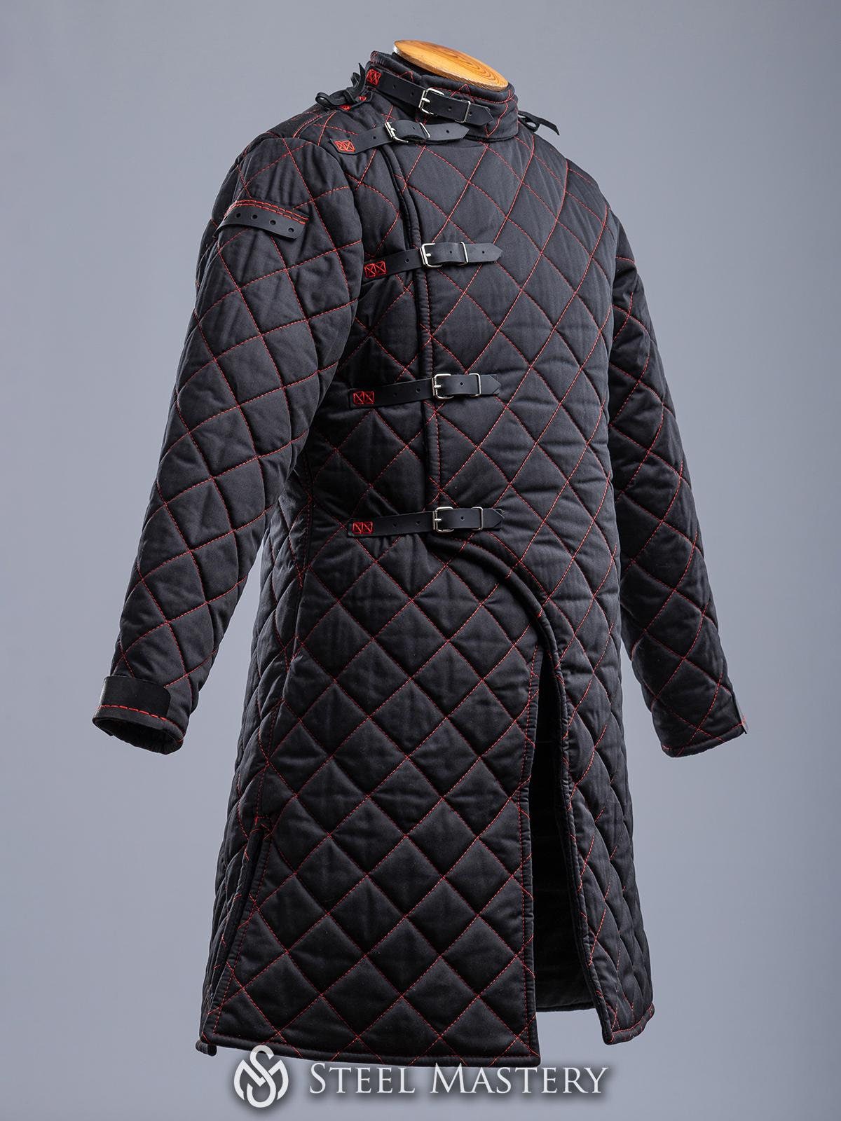 Black HEMA Fencing Jacket, Medieval Gambeson Armor, Long Padded Jacket ...