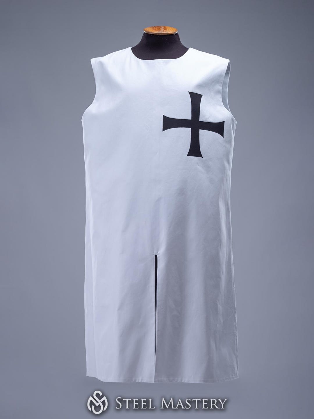 Knight Medieval Tabard, Black Cross Vest Reenactment, Cosplay White ...