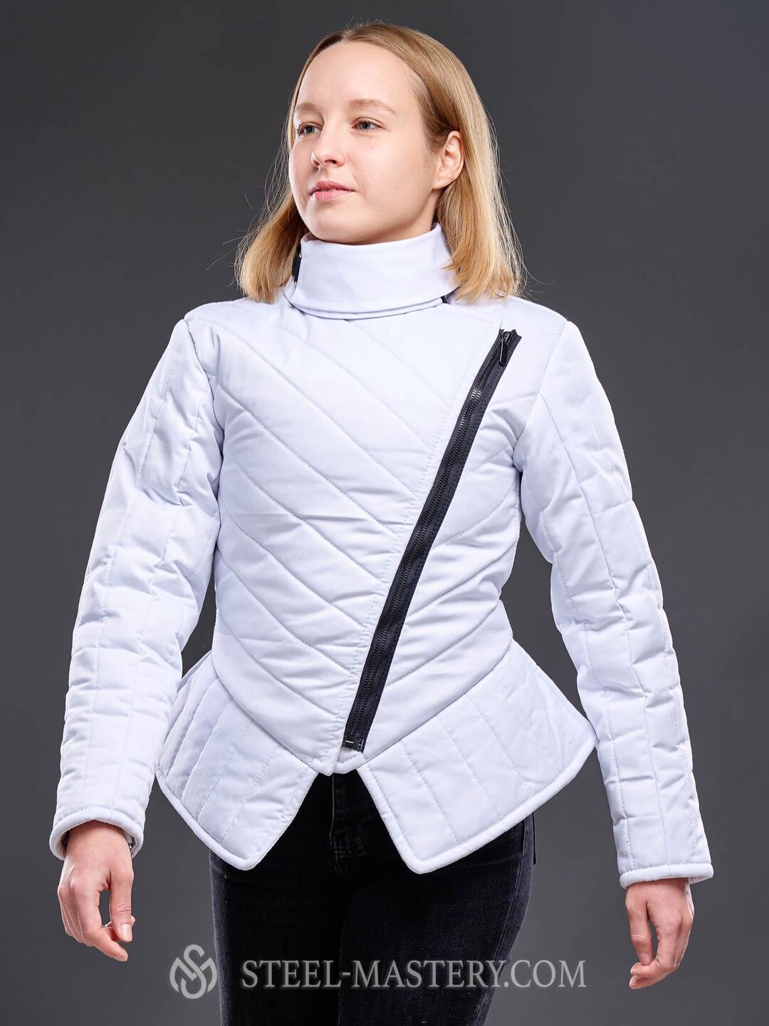 White HEMA Female Gambeson With Blade Catcher, Fencing Jacket, Light ...