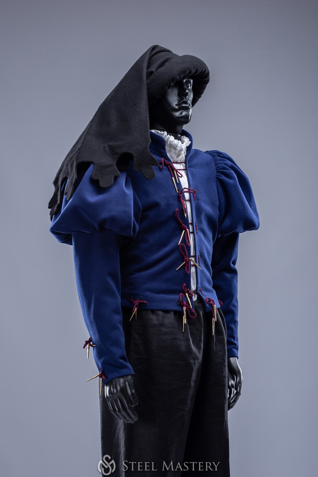 Medieval Black Wool Doublet, Larp Jacket, Renaissance Fair Men Cotton ...