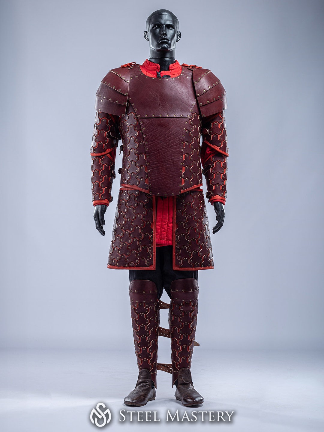 Red Leather Armor for Japanise Cosplay, LARP Fantasy Costume, Cosplay ...