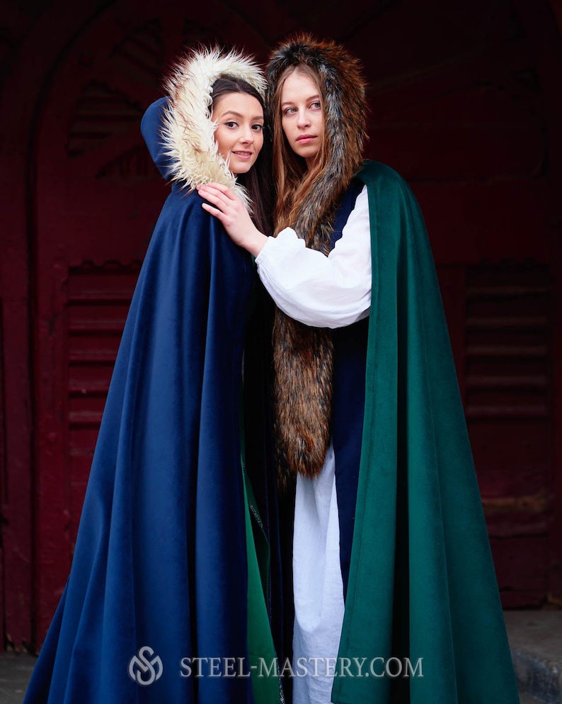 Cape With Fur, Velvet Cloak With Hood, Medieval Cape, Historical Coat ...