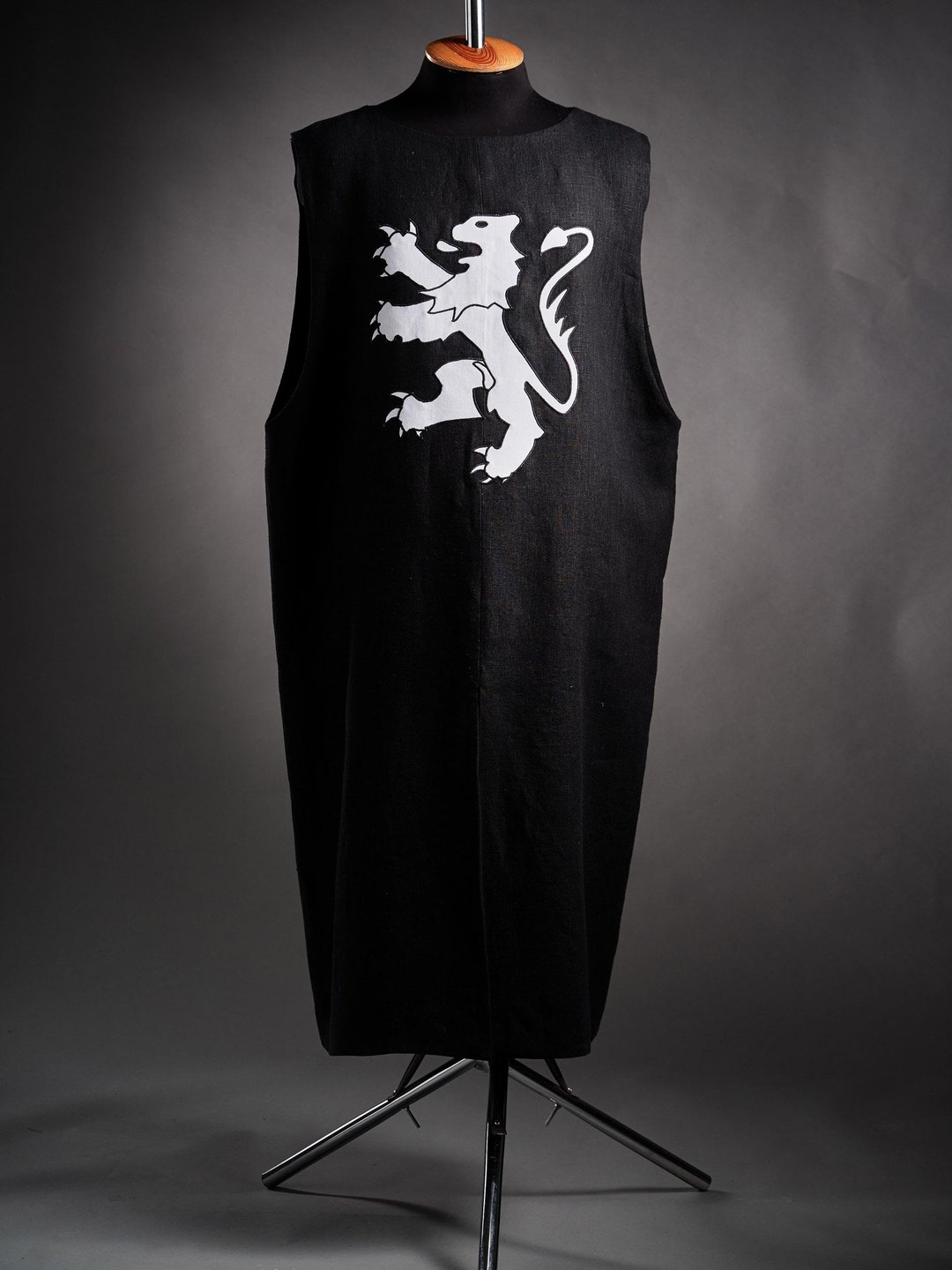 Black Tabard Vest, Medieval Linen Tabard, Historically Accurate Medieval Clothing, LARP Clothes ...