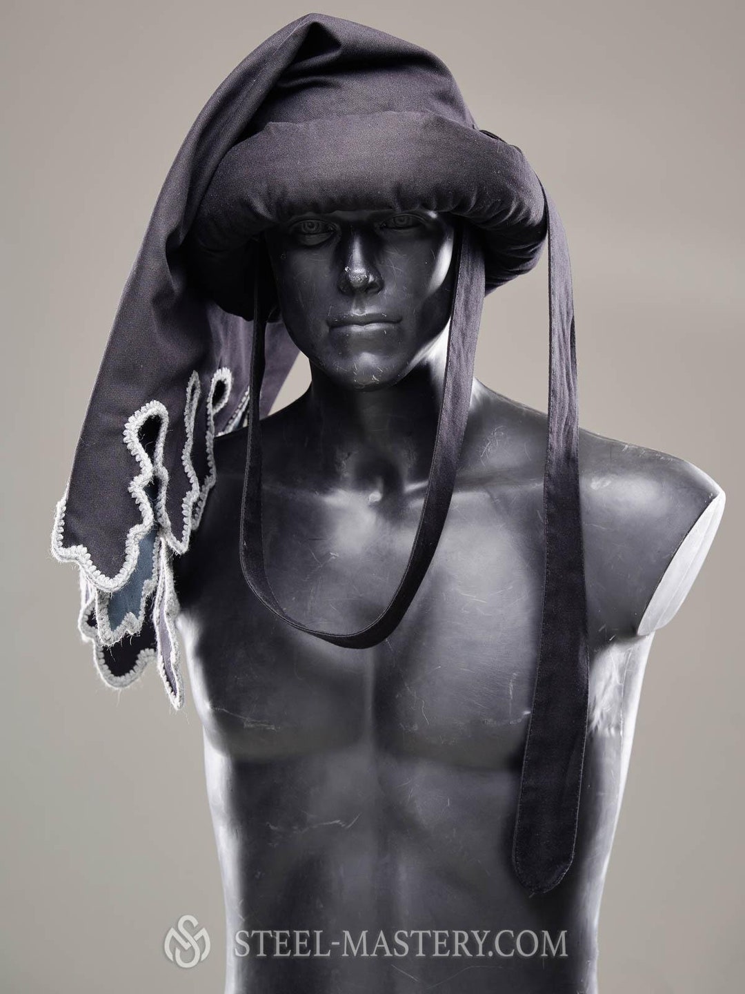 Black Cotton Chaperon, Medieval Headwear, XV Century Hat, Medieval Cap ...