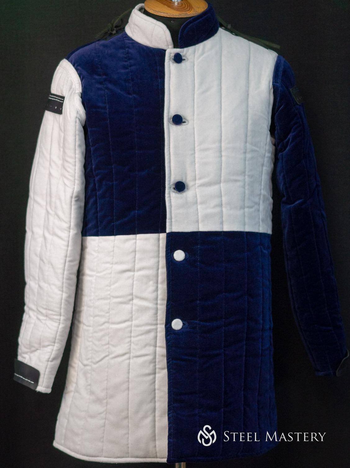 Velvet Gambeson, Fancy Gambeson Jacket, Custom SCA Gambeson, Blue and ...