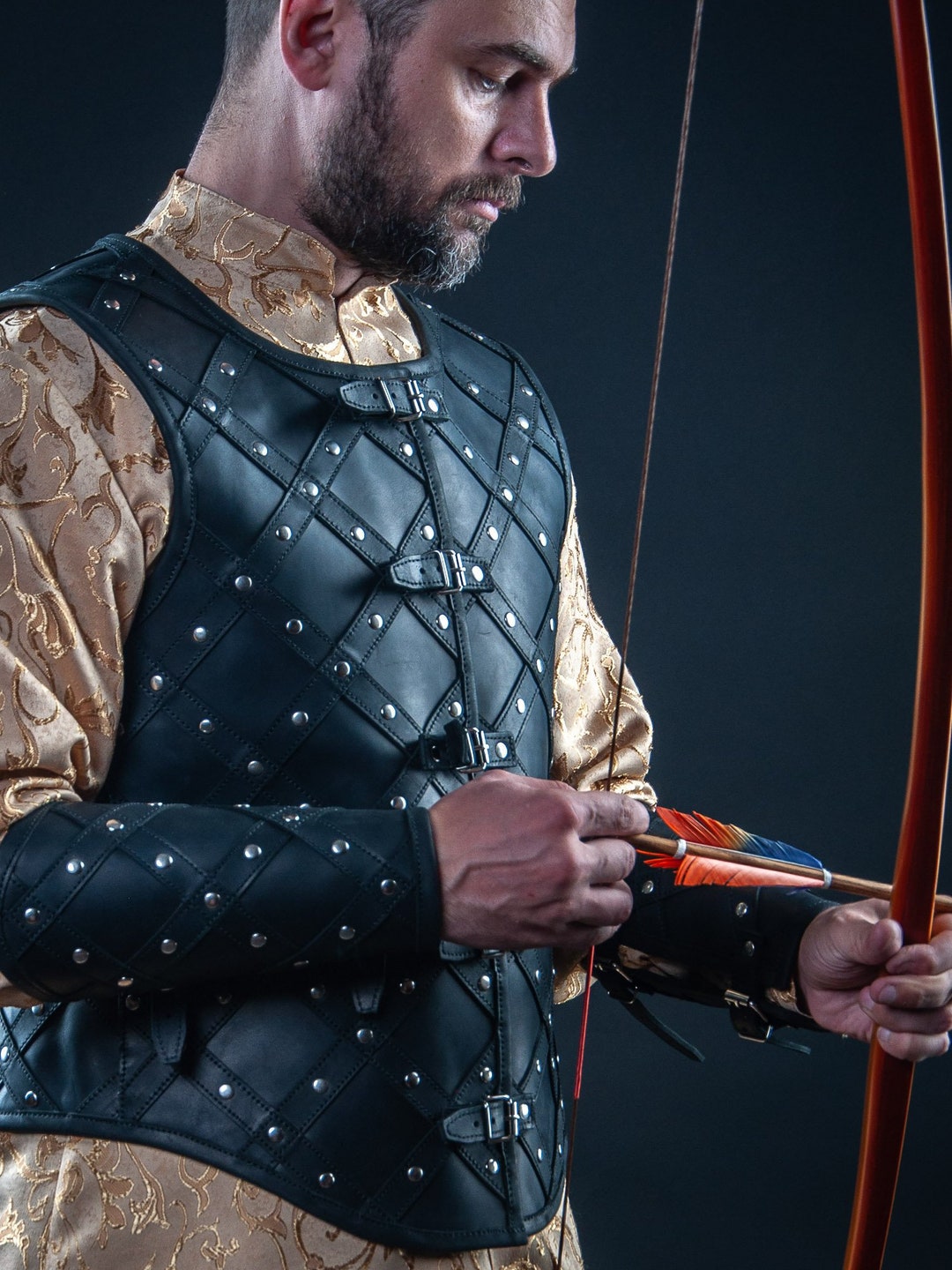 Leather Medieval Vest With Diamond Pattern, Functional Royal Armor ...