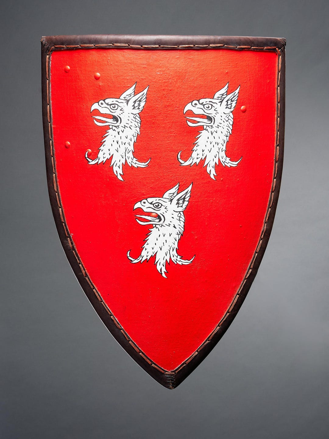 SCA Triangle Shield, Red Medieval Kite Shield With Brass Trim - Etsy
