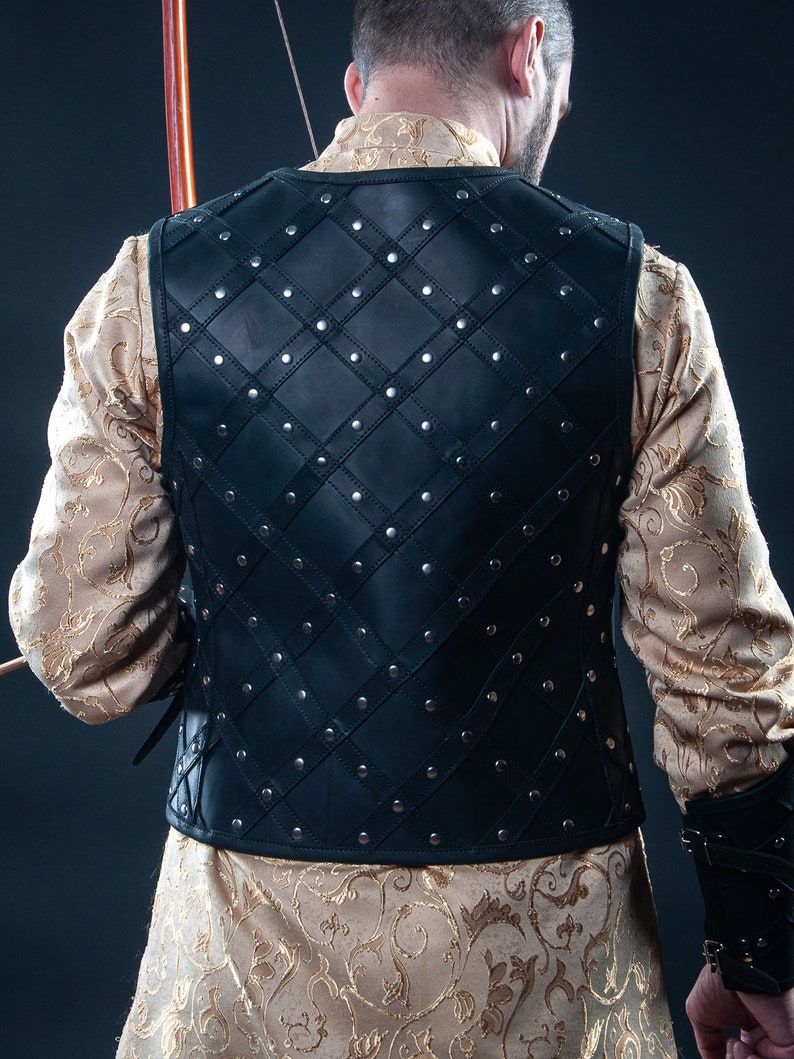 Leather Medieval Vest, Diamond Pattern, Functional Armor - Etsy