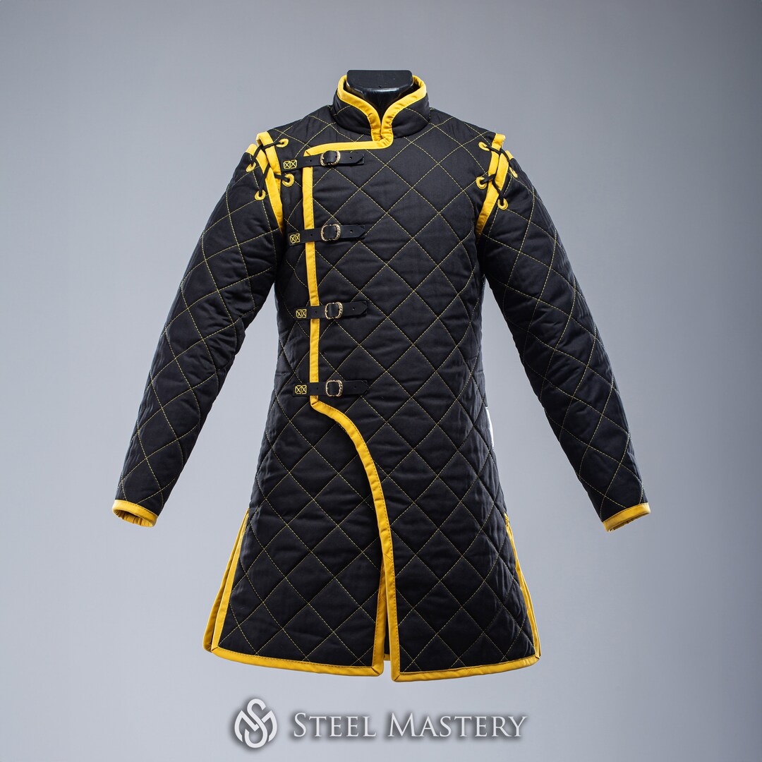 Black Medieval Gambeson, Light Armor Coat, HEMA Medieval Man Costume ...