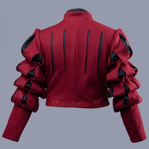 Medieval Clothing Men Wool Jacket, Landsknecht Puffed Sleeves Red ...