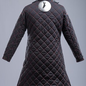 Black HEMA Fencing Jacket, Medieval Gambeson Armor, Long Padded Jacket ...