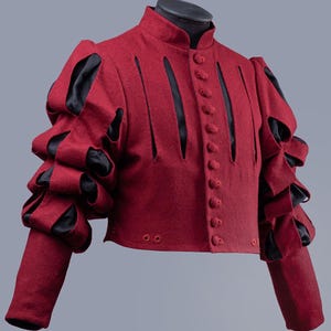 Medieval Clothing Men Wool Jacket, Landsknecht Puffed Sleeves Red ...