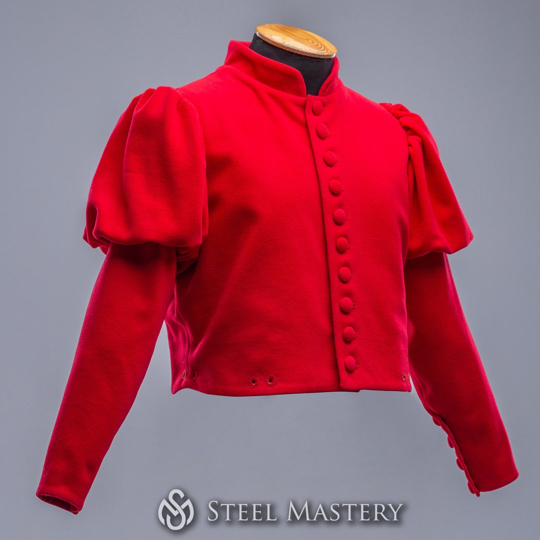 Wool Men's Doublet, 16th Century Doublet, Red Short Doublet ...