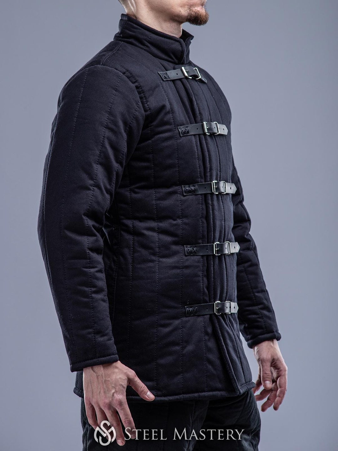 Gambeson for Reenactment Events, Black Under Armor Jacket, LARP ...