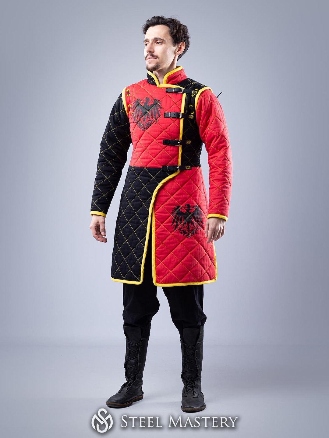 Medieval Clothing, Light Armor Gambeson, LARP Clothing, Red and Black ...