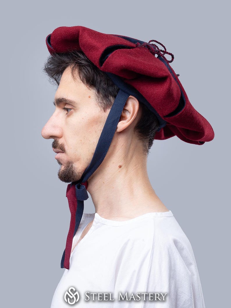 Two-colored Renaissance Hat, Landsknecht Festival Outfit, Medieval Cap ...