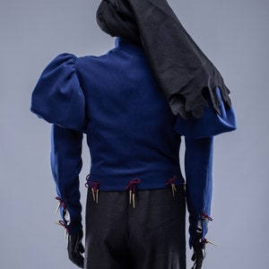 Medieval Black Wool Doublet, Larp Jacket, Renaissance Fair Men Cotton ...