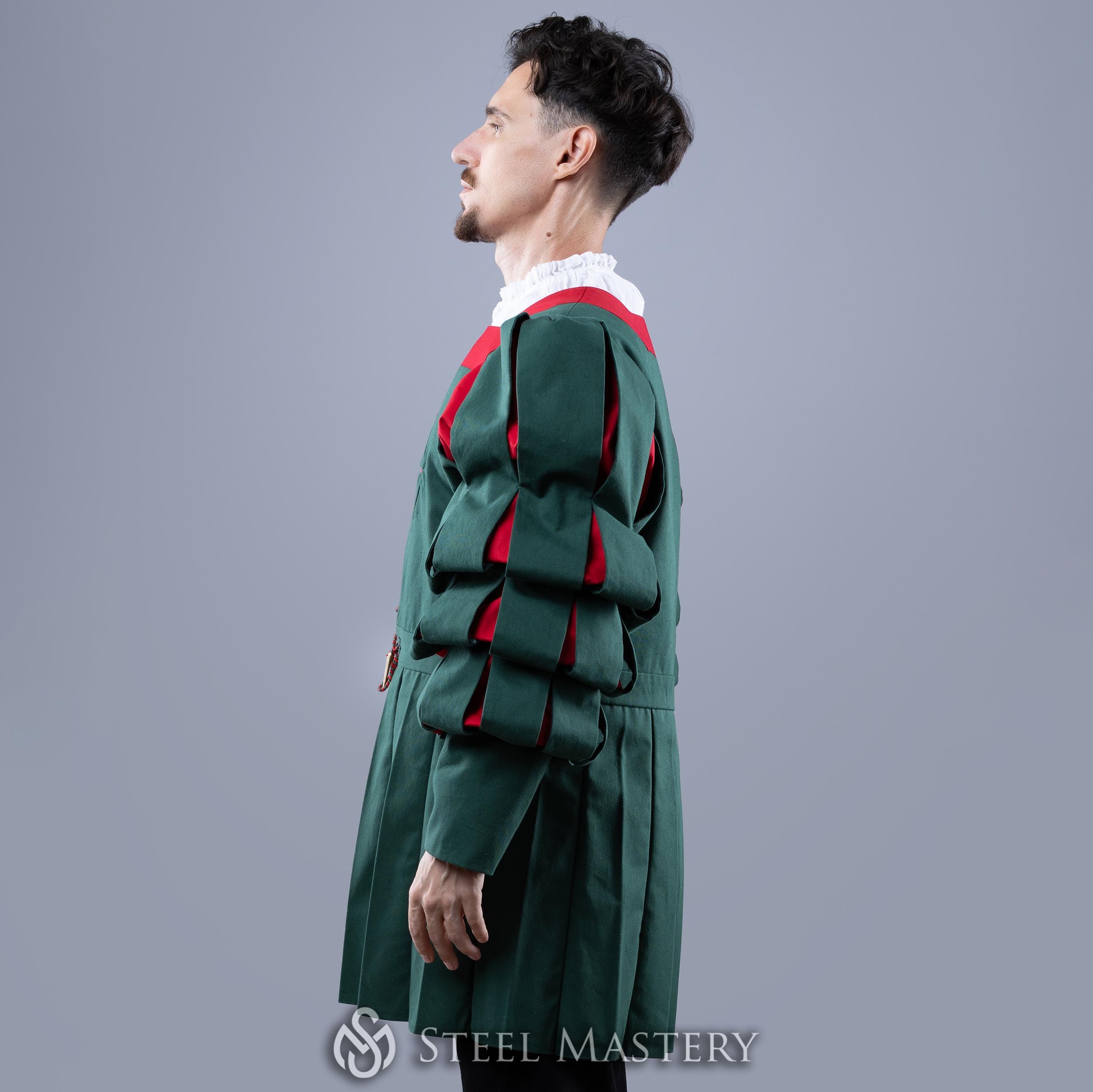 Green and Red Landsknecht Wool Coat, Renaissance Waffenrock, SCA LARP ...