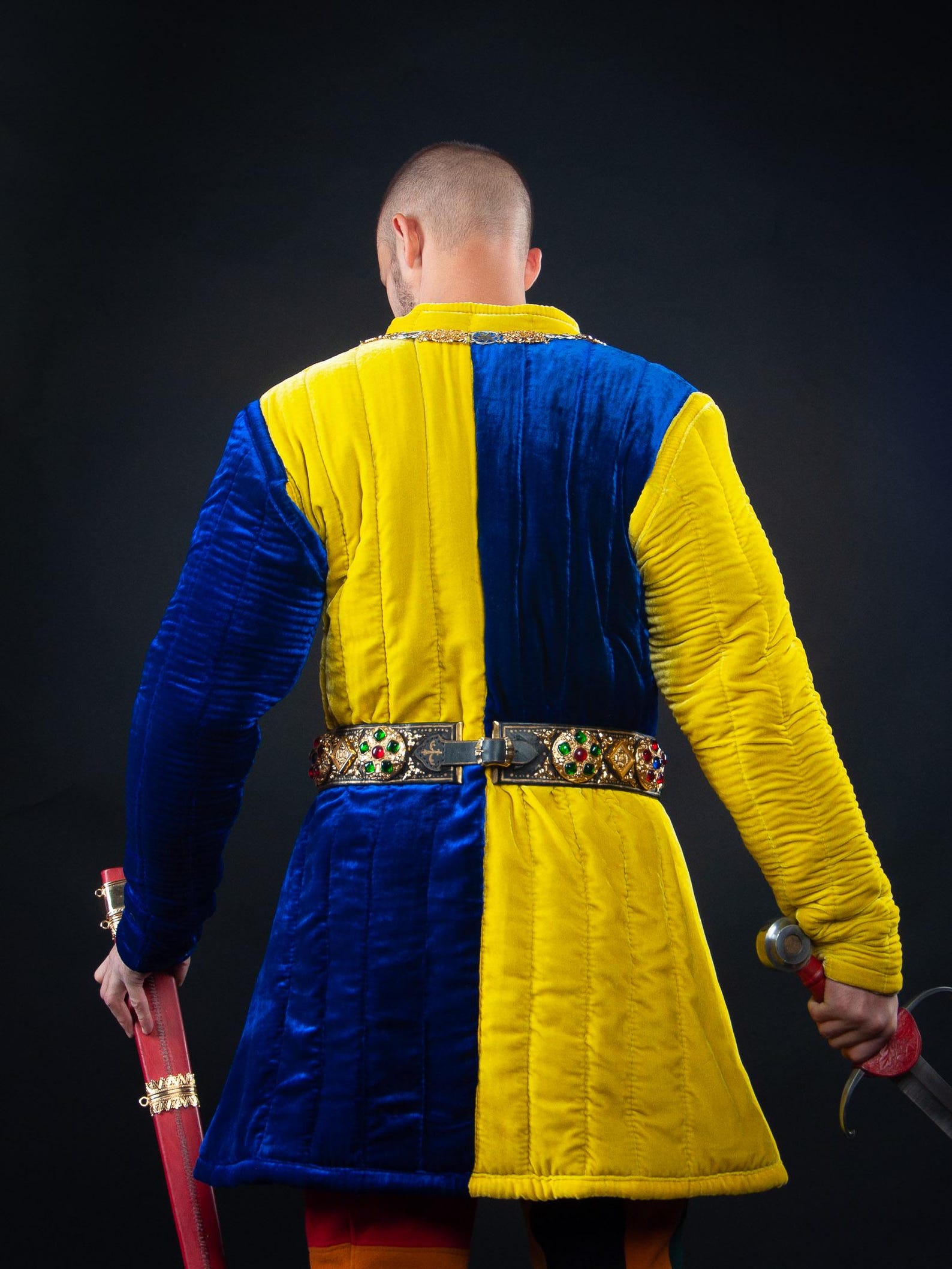 Velvet Gambeson, Fancy Gambeson Jacket, Custom SCA Gambeson, Blue and ...