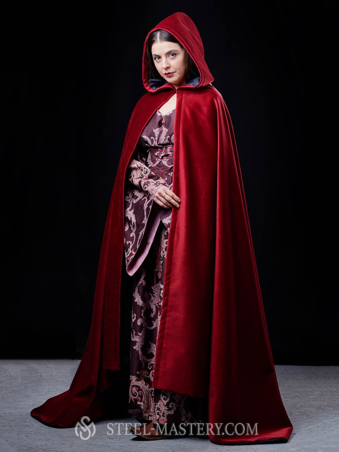 Wool Cloak With Hood, Medieval Red Cape With Hood, Magical Cloaks ...