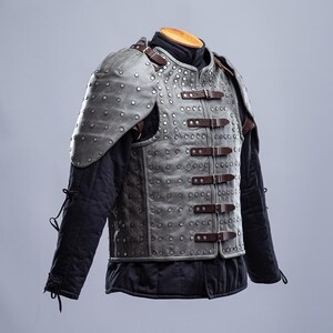 Brigandine Steel Plated Costume With Spaulders, Medieval Armored Jacket ...